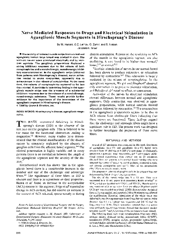 (PDF) Hirschsprung's disease: A comparison of the nervous control of ...