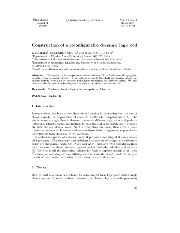 Pdf Construction Of A Reconfigurable Dynamic Logic Cell