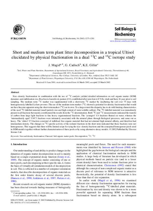 (PDF) Short and medium term plant litter decomposition in a tropical Ultisol elucidated by ...