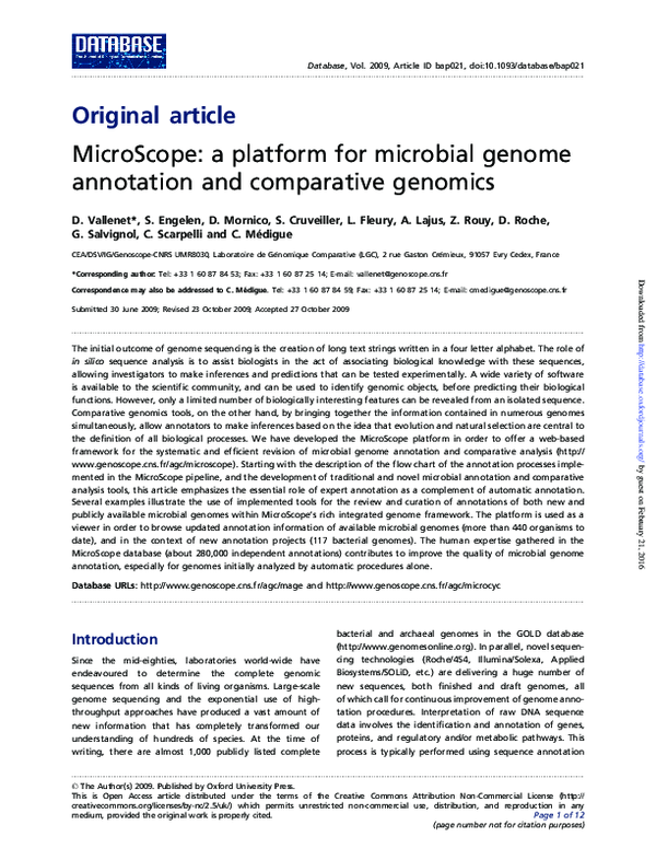 (PDF) MicroScope: a platform for microbial genome annotation and ...