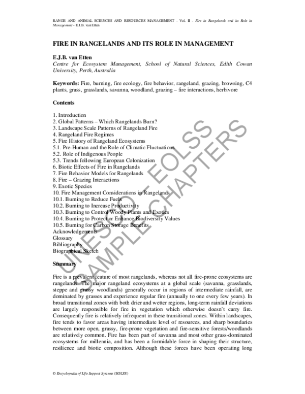 (PDF) Fire in Rangelands and its Role in Management