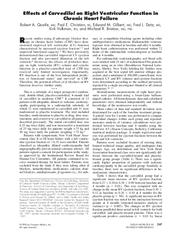 (PDF) Effects of Carvedilol on Right Ventricular Function in Chronic ...
