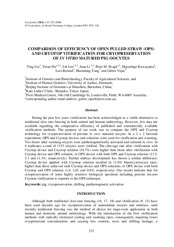 (PDF) Comparison of efficiency of open pulled straw (OPS) and Cryotop ...