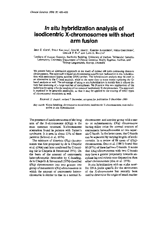 (PDF) In situ hybridization analysis of isodicentric X-chromosomes with ...