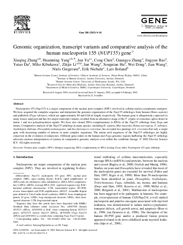 (PDF) Genomic organization, transcript variants and comparative ...