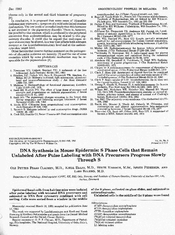 (PDF) DNA Synthesis in Mouse Epidermis: S Phase Cells that Remain ...