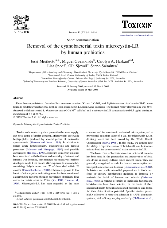 (PDF) Removal of the cyanobacterial toxin microcystin-LR by human ...