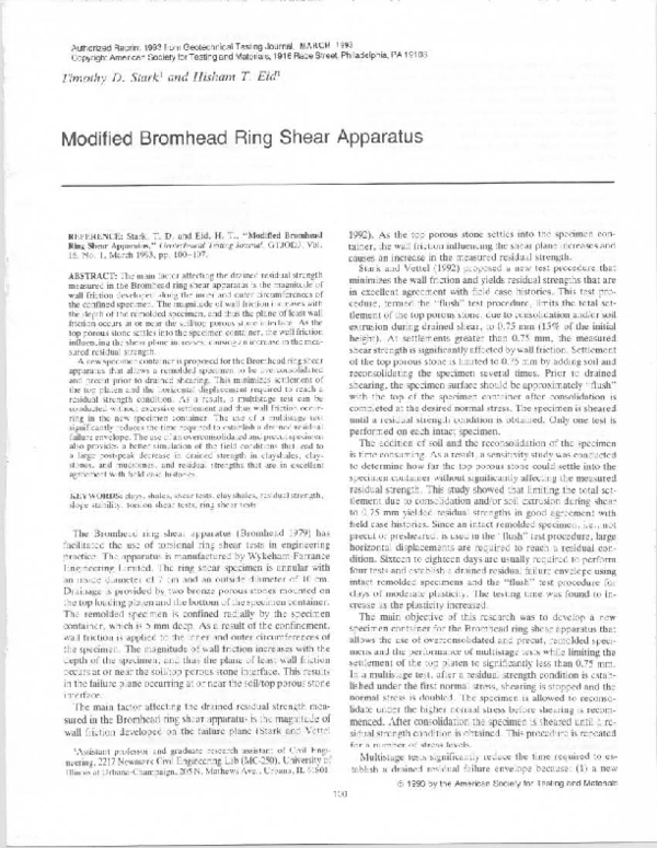 (PDF) Modified Bromhead Ring Shear Apparatus