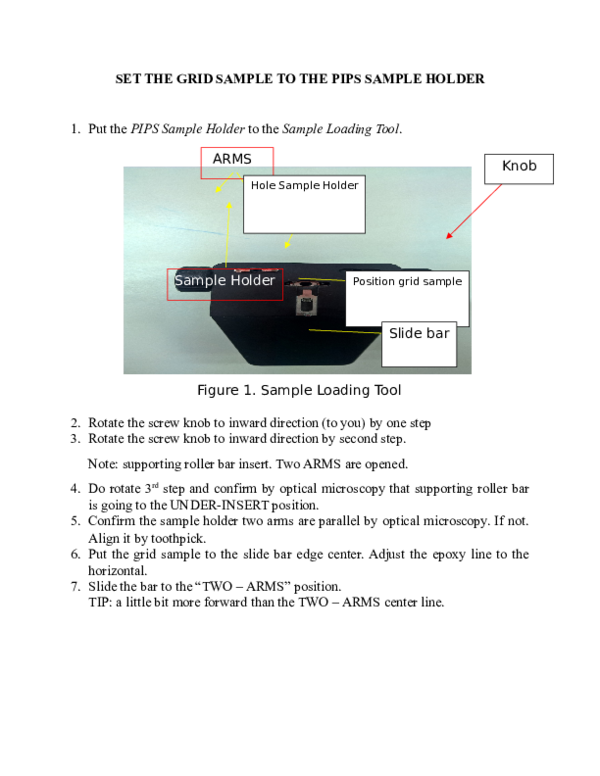 (DOC) SET THE GRID SAMPLE TO THE PIPS SAMPLE HOLDER