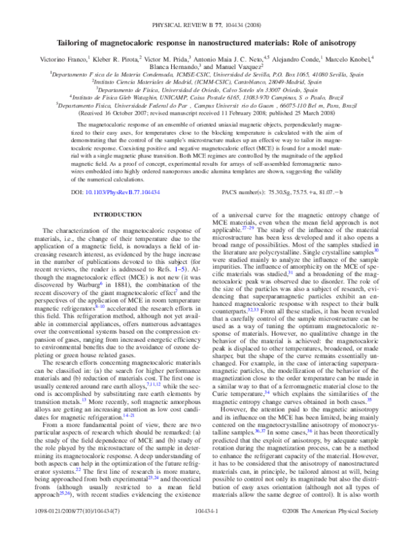 (PDF) Tailoring of magnetocaloric response in nanostructured materials ...