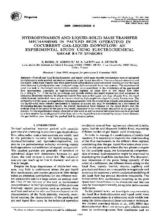 (PDF) Hydrodynamics and liquid—solid mass transfer mechanisms in packed ...
