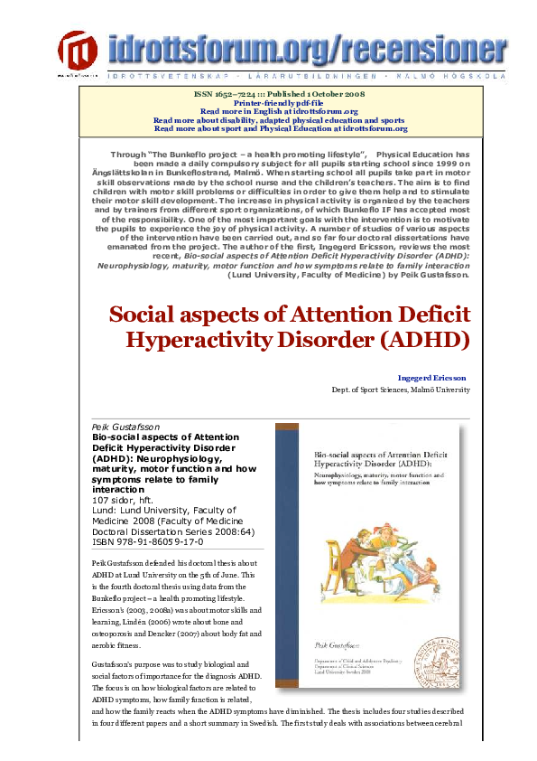 (PDF) Social aspects of Attention Deficit Hyperactivity Disorder (ADHD)