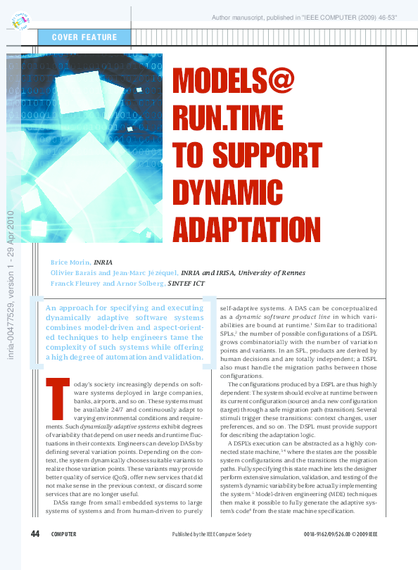 (PDF) Models@ Run.time to Support Dynamic Adaptation