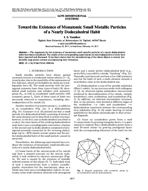 (PDF) Toward the existence of monatomic small metallic particles of a ...