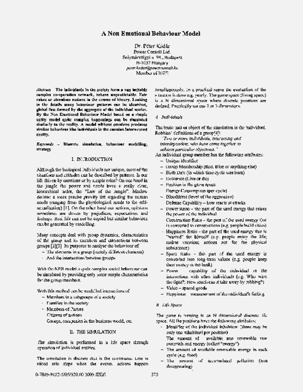 (PDF) A non emotional behaviour model