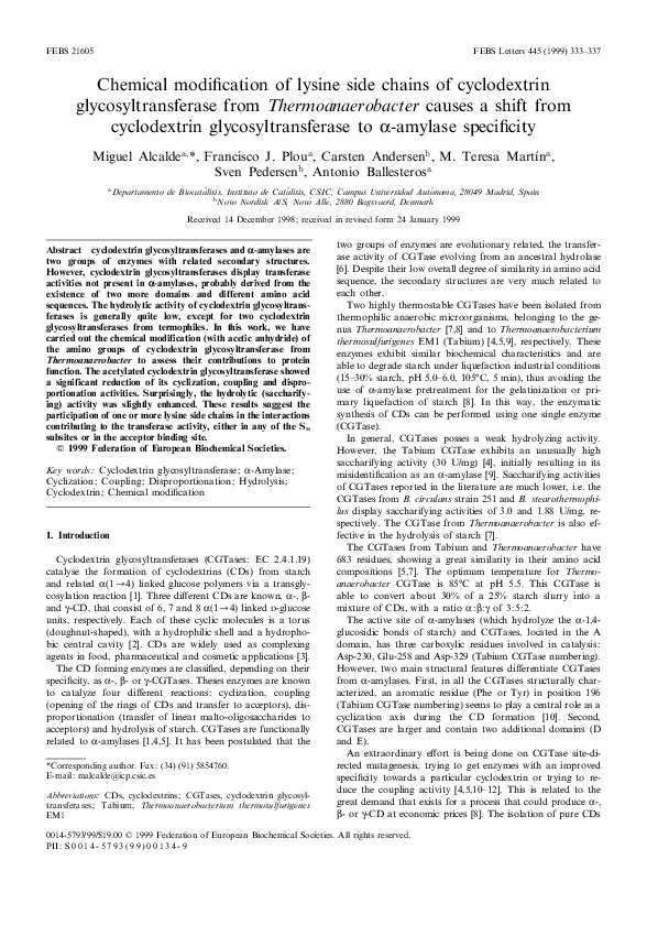 (PDF) Chemical modification of lysine side chains of cyclodextrin ...