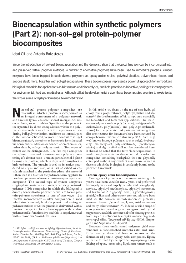 (PDF) Non-sol-gel Protein-Polymer Biocomposites