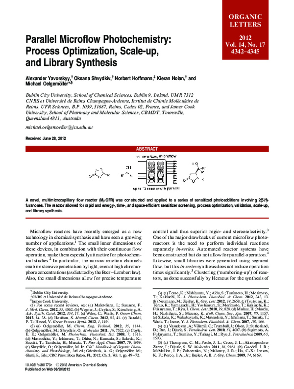 (PDF) Parallel Microflow Photochemistry: Process Optimization, Scale-up ...