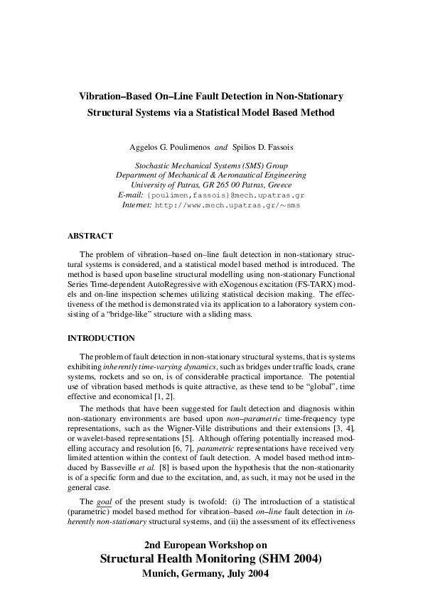 Pdf Vibration Based On Line Fault Detection In Non Stationary