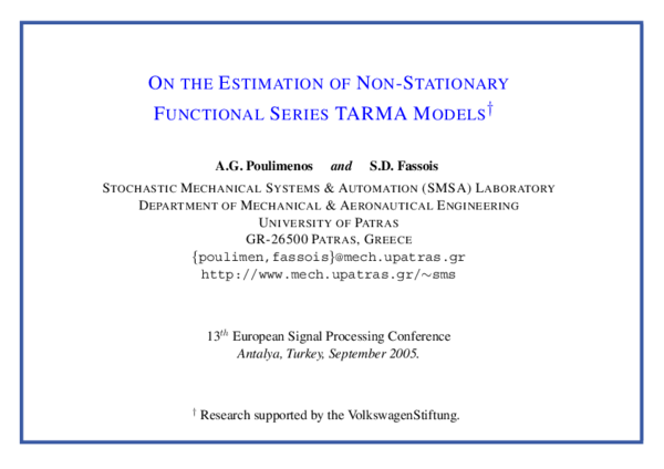 (PDF) Estimation and identification of non-stationary functional series TARMA models