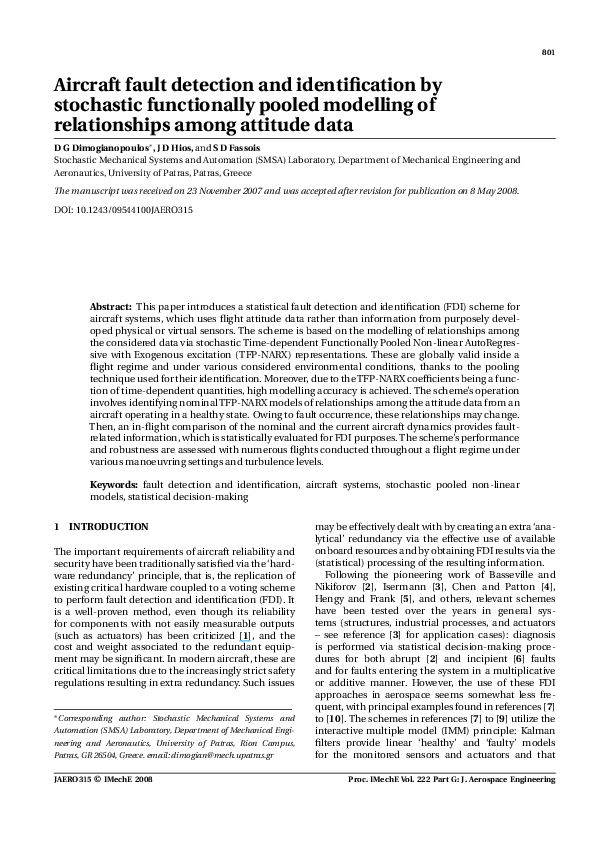 (PDF) Aircraft fault detection and identification by stochastic functionally pooled modelling of ...
