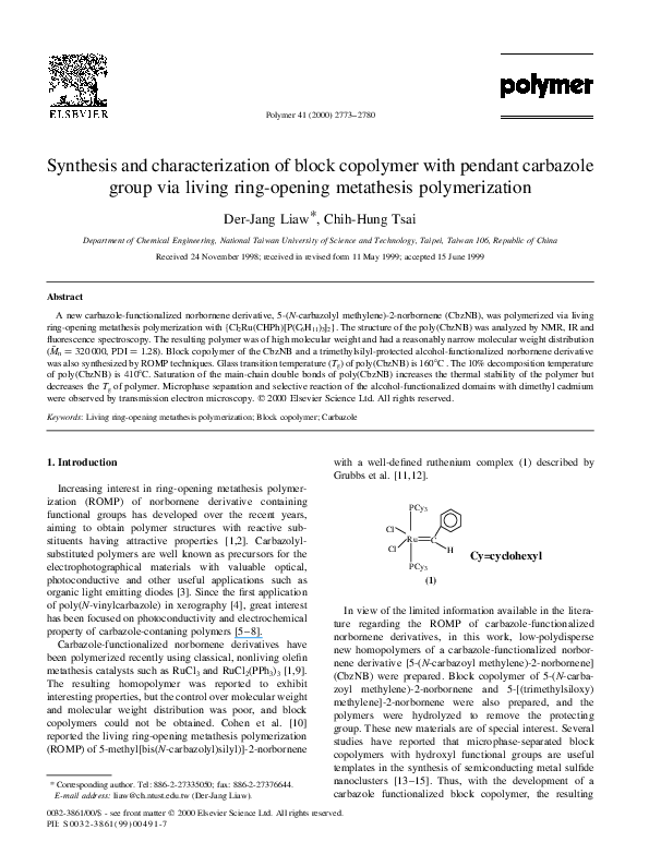 Pdf Synthesis And Characterization Of Block Copolymers Of ε Caprolactone And Dl Lactide