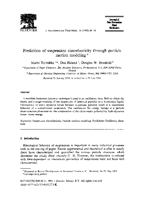 (PDF) Prediction of suspension viscoelasticity through particle motion ...