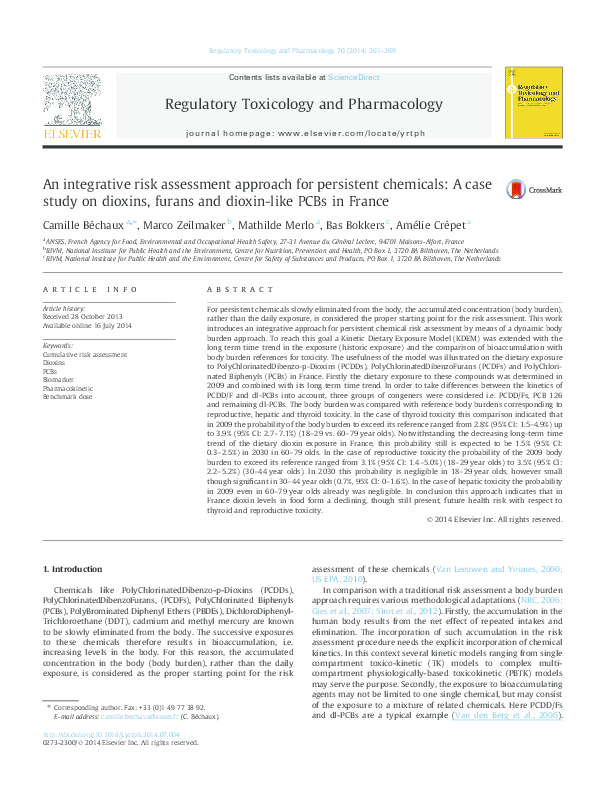 (PDF) An integrative risk assessment approach for persistent chemicals ...