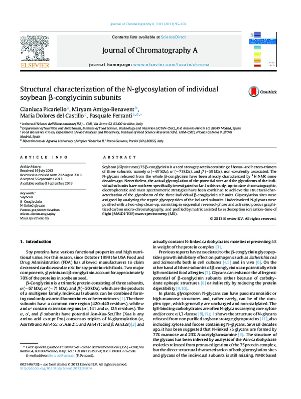 (PDF) Structural characterization of the N-glycosylation of individual soybean β-conglycinin ...