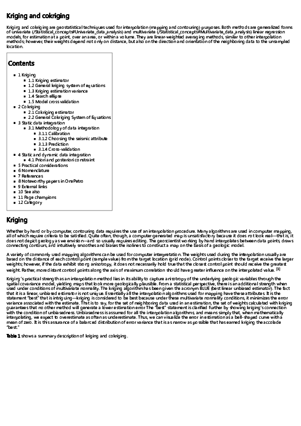 Pdf Kriging And Cokriging