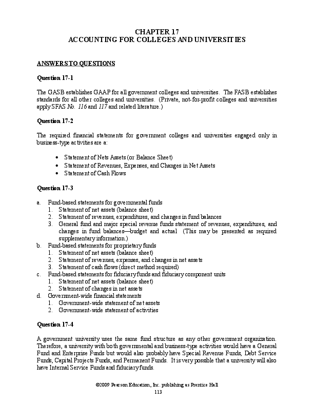 (DOC) CHAPTER 17 Accounting for Colleges and Universities ANSWERS TO ...