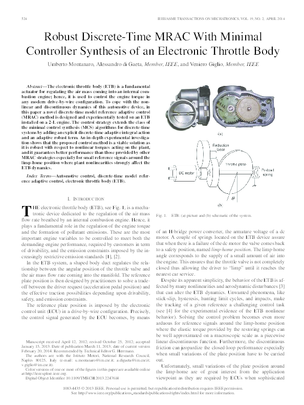 Pdf Robust Discrete Time Mrac With Minimal Controller Synthesis Of An