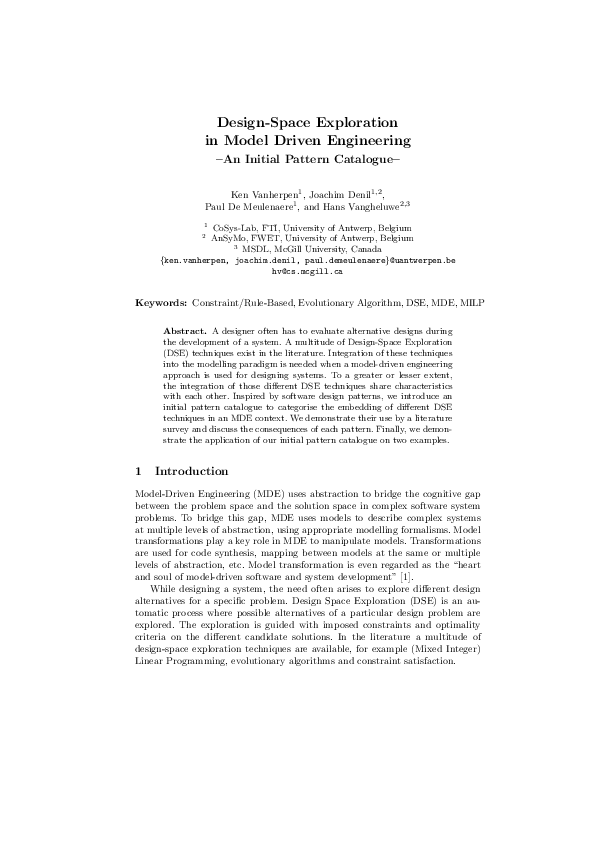 (PDF) Design-Space Exploration in Model Driven Engineering