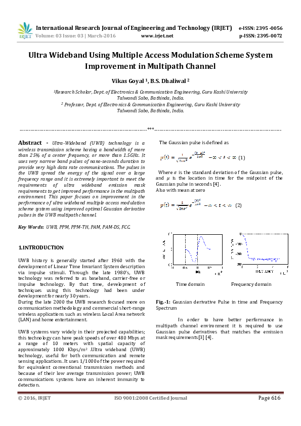 (PDF) Ultra Wideband Using Multiple Access Modulation Scheme System ...