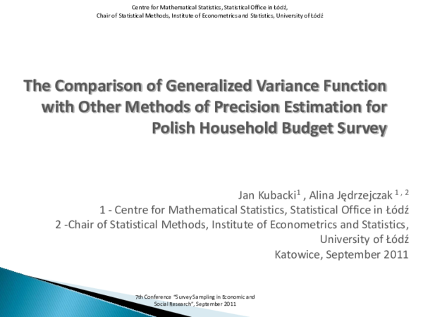 Pdf The Comparison Of Generalized Variance Function With Other