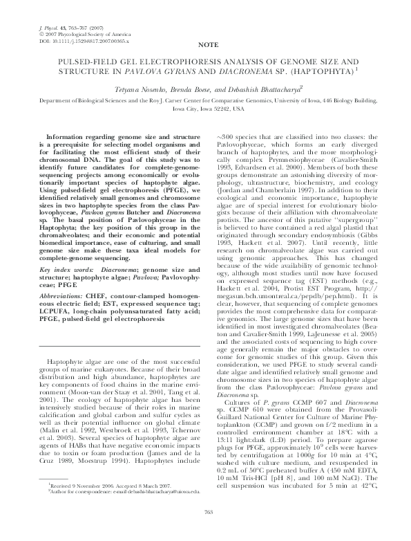 (PDF) Pulsed-Field Gel Electrophoresis Analysis of Genome Size and ...