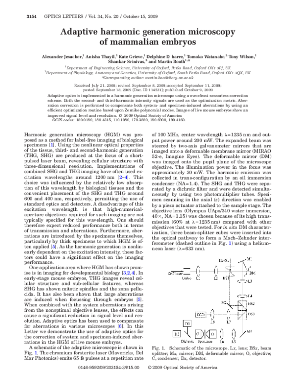 (PDF) Adaptive harmonic generation microscopy of mammalian embryos