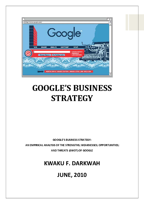 (PDF) GOOGLE'S BUSINESS STRATEGY: AN EMPIRICAL ANALYSIS OF THE ...