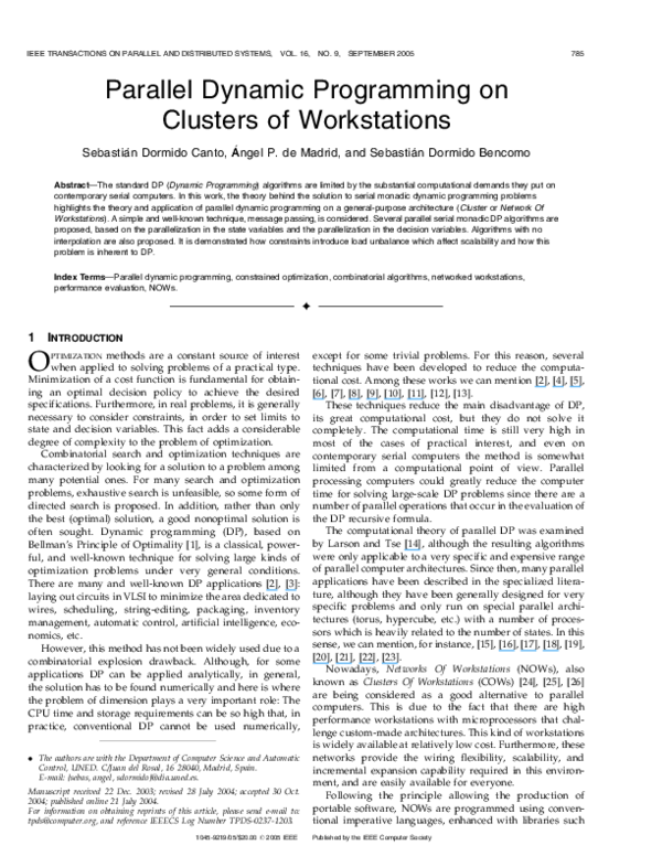 Pdf Parallel Dynamic Programming On Clusters