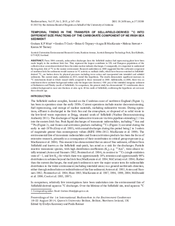 (PDF) Temporal Trend in the Transfer of Sellafield-Derived 14C into Different Size Fractions of ...