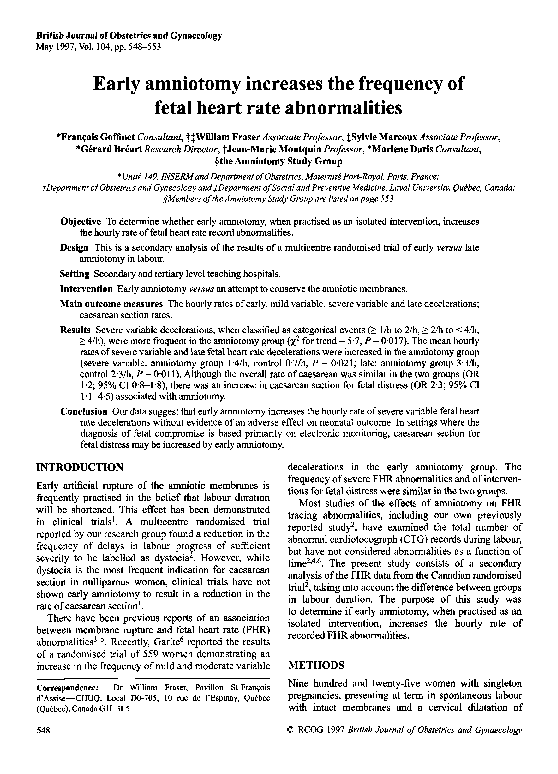 (PDF) Early amniotomy increases the frequency of fetal heart rate ...