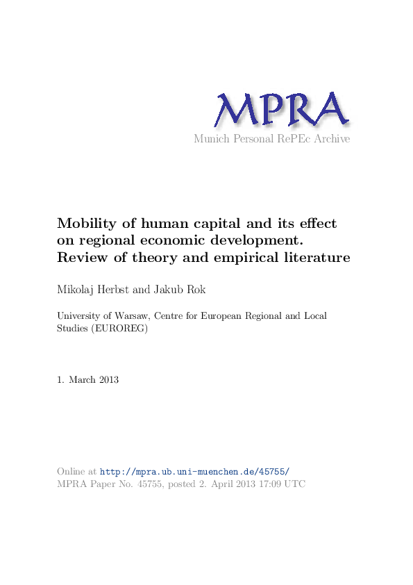 (PDF) Mobility of human capital and its effect on regional economic ...