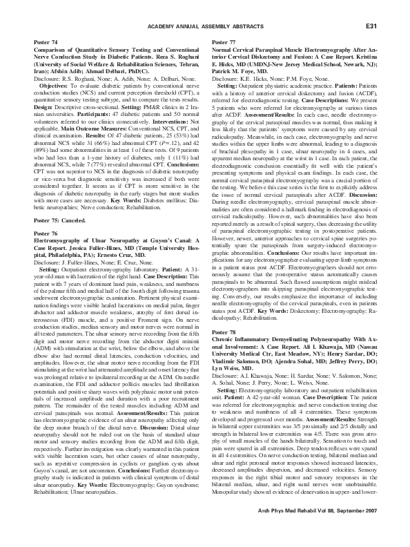 (PDF) Poster 78: Chronic Inflammatory Demyelinating Polyneuropathy With ...