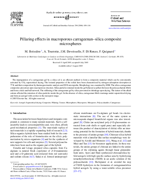 (PDF) Pillaring effects in macroporous carrageenan–silica composite ...