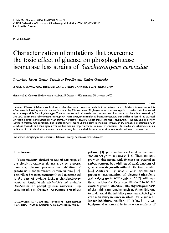 (PDF) Characterization of mutations that overcome the toxic effect of glucose on phosphoglucose ...