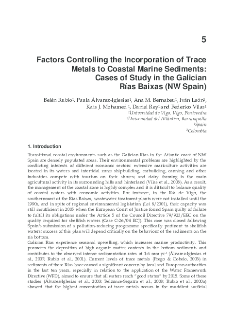 (PDF) Factors Controlling the Incorporation of Trace Metals to Coastal Marine Sediments: Cases ...