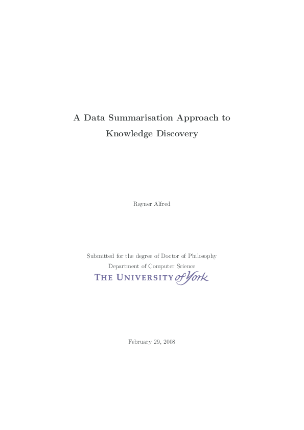 (PDF) A Data Summarization Approach to Knowledge Discovery