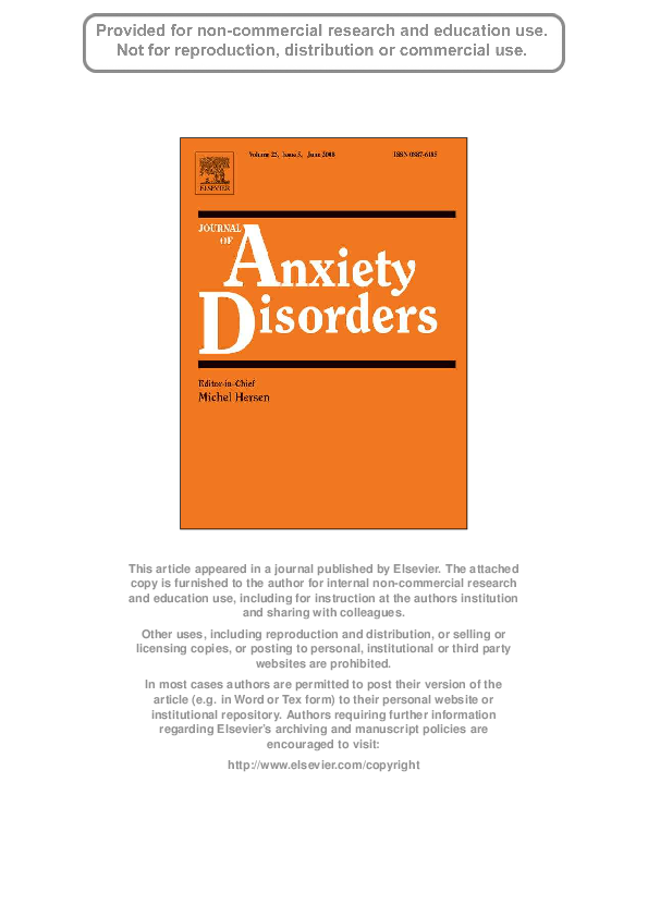 (PDF) Etiology of the dimensions of anxiety sensitivity: A behavioral ...
