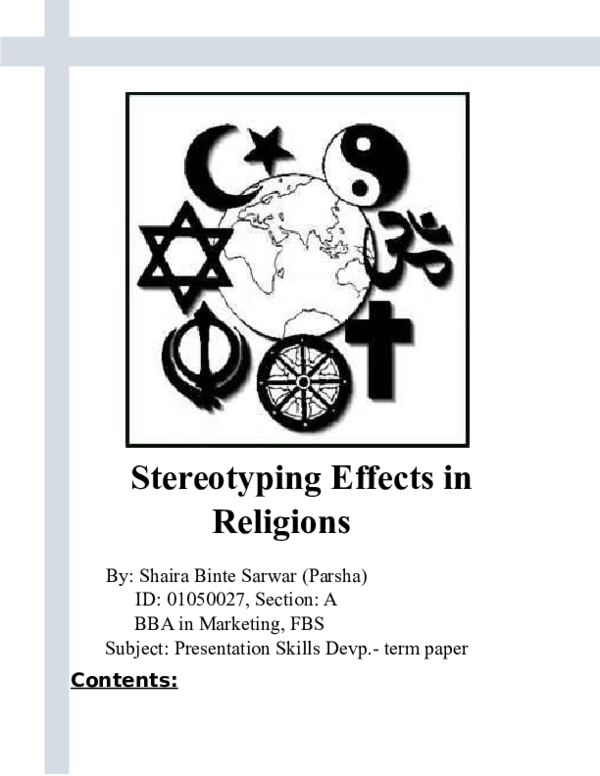 (DOC) Stereotyping Effects in Religions