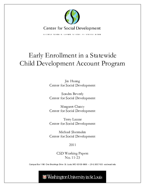 (PDF) Early Enrollment in a Statewide Child Development Account Program